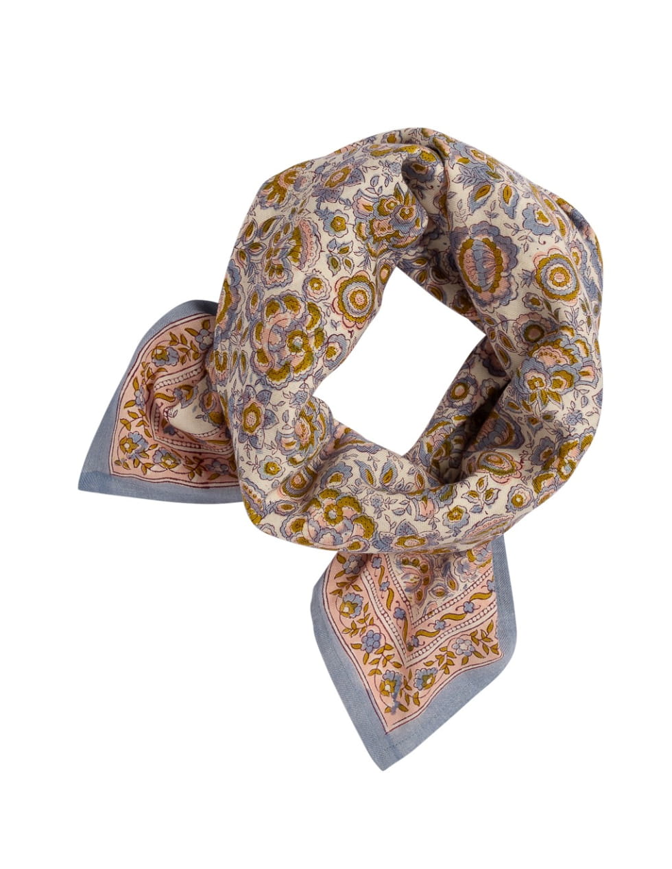 Foulard femme en coton imprimé block print - Bindi Atelier