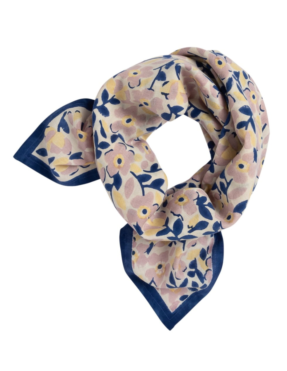 Grand foulard femme en coton imprimé blockprint - Bindi Atelier