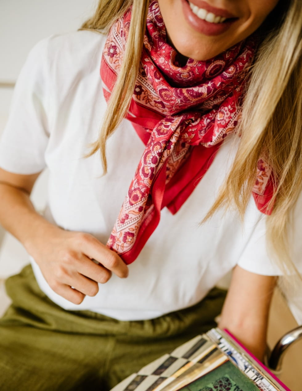 Foulard femme en block print indien - Bindi Atelier