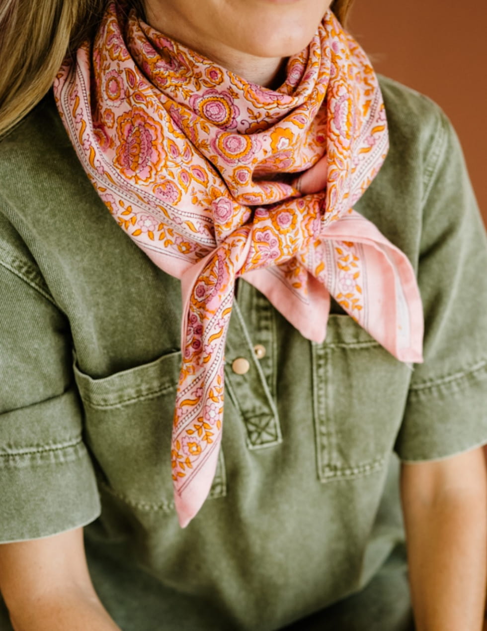 Foulard femme imprimé au blockprint - Bindi Atelier